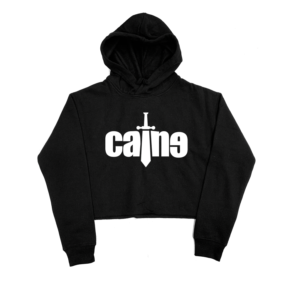 Caine Sword Logo "Black" Crop Top Hoodie. – The Life Apparel